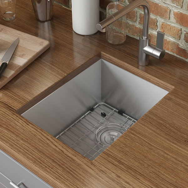 Ruvati Undermount 16 Gauge Zero Radius Bar Prep Sink Stainless Steel Single Bowl & Reviews | Wayfair